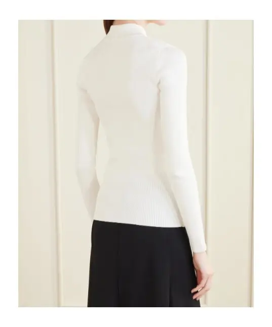 JIL SANDER Ribbed-knit Mock Neck Sweater - White