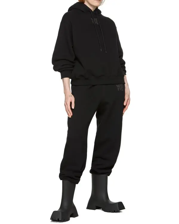 Alexander Wang Logo Printed Drawstring Hoodie - Black