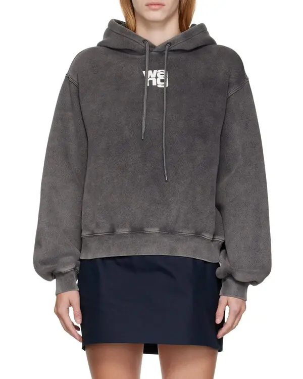 Alexander Wang Logo Printed Drawstring Hoodie - Black