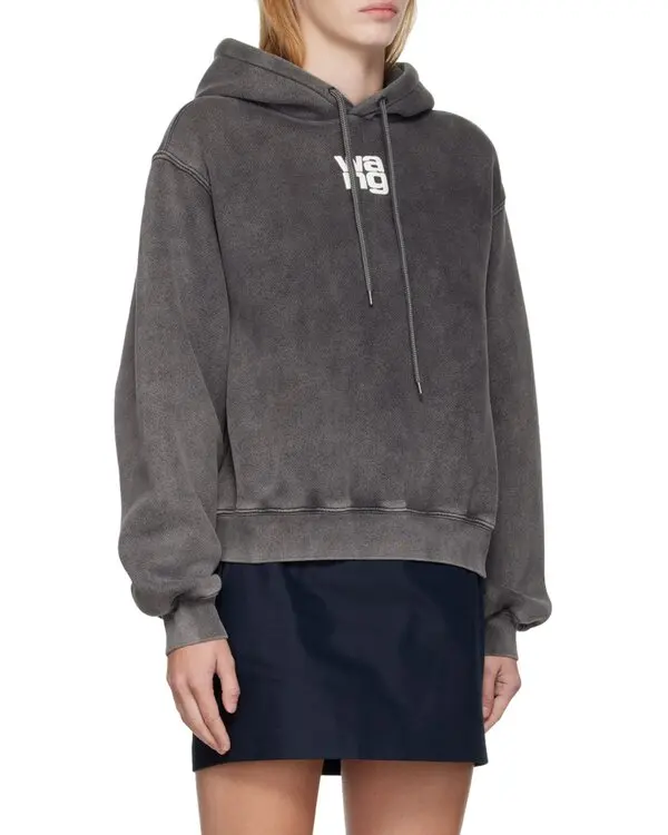 Alexander Wang Logo Printed Drawstring Hoodie - Black