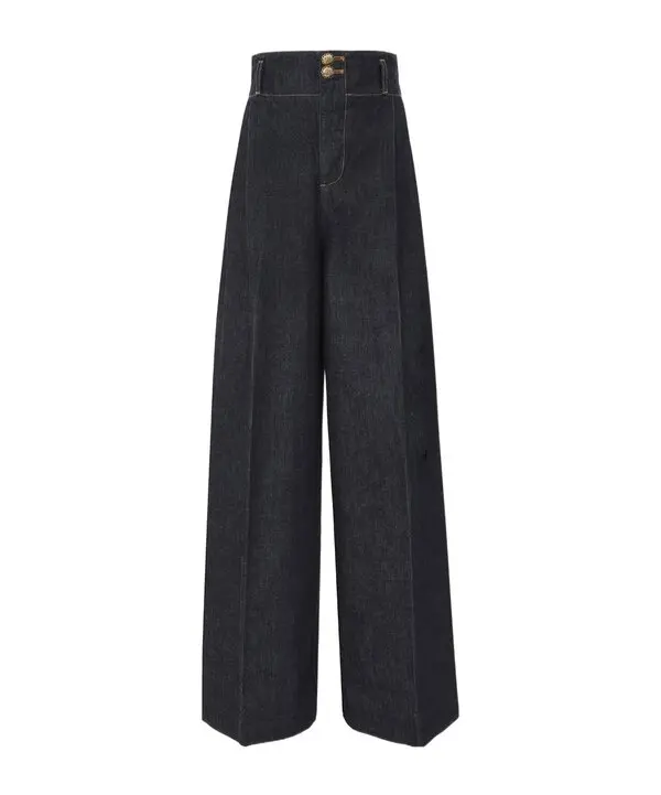 Zimmermann Hypnotic High-waist Pleated Wide Leg Jeans - Night Sky