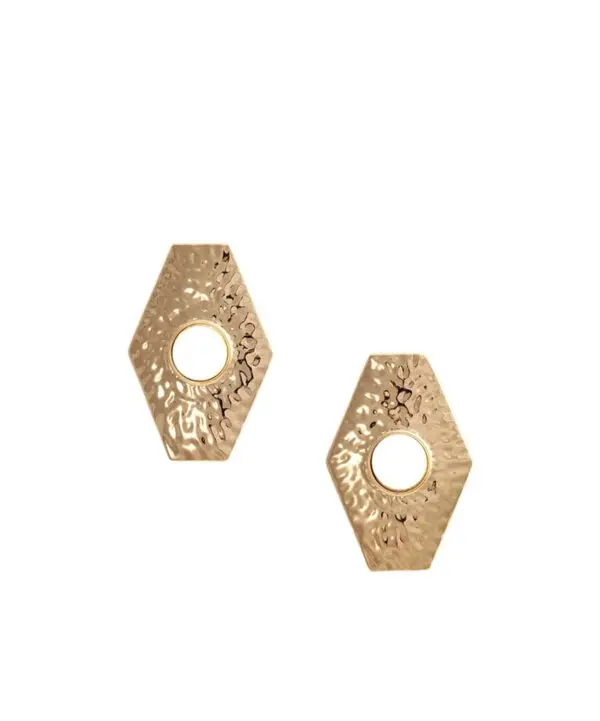 SELF-PORTRAIT Large Hammered Pearl Geometric Earrings - Gold