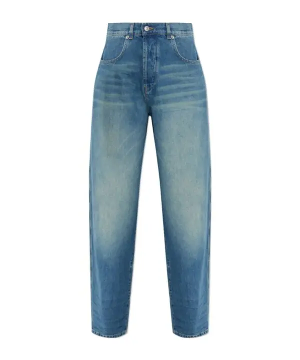 Moschino Curved-leg Jeans With Washed Finish - Blue