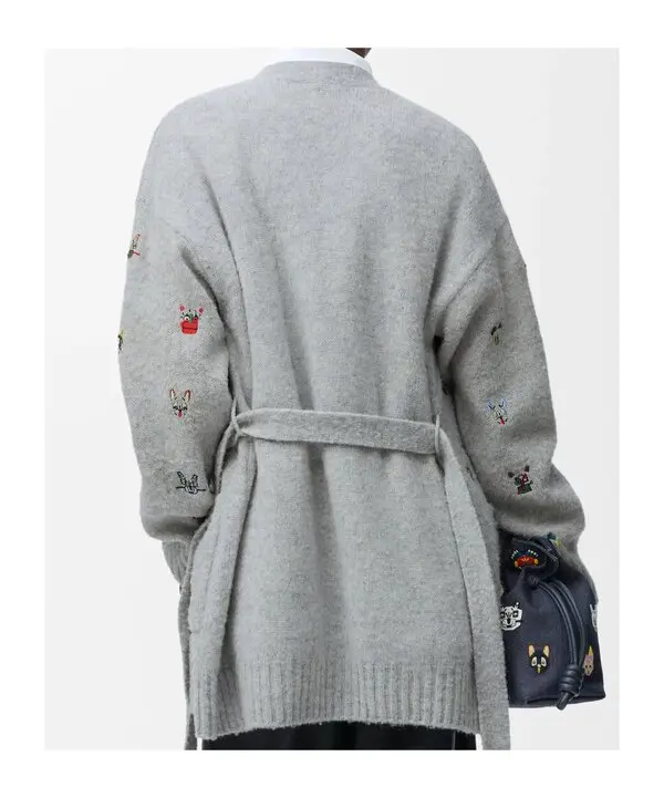 Loewe Belted Wool Cardigan With Anagram Embroidery