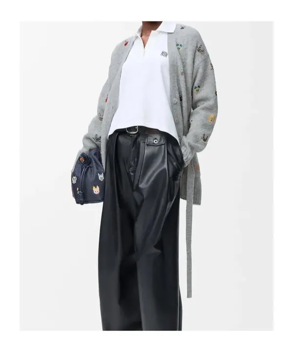 Loewe Belted Wool Cardigan With Anagram Embroidery