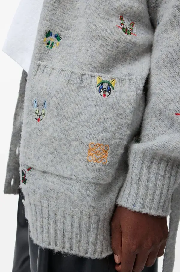 Loewe Belted Wool Cardigan With Anagram Embroidery