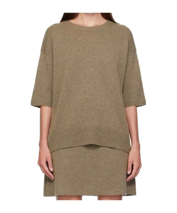 LISA YANG Short-sleeve Knitted T-shirt - Truffle