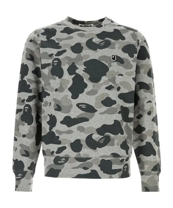 A BATHING APE Camouflage Ape Head Crewneck Sweater - Grey