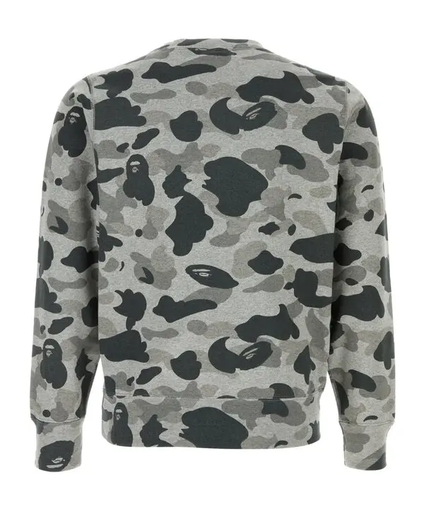 A BATHING APE Camouflage Ape Head Crewneck Sweater - Grey