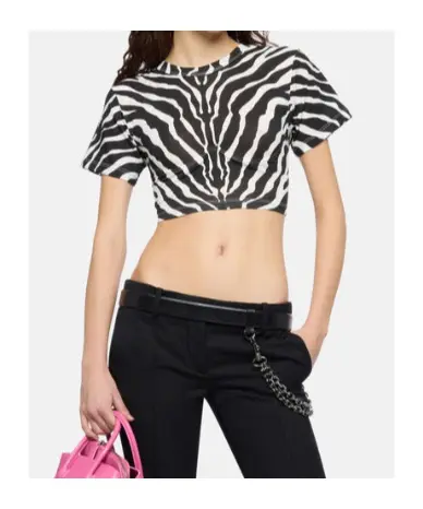 Attico Zebra-print Tie-front Cropped Top