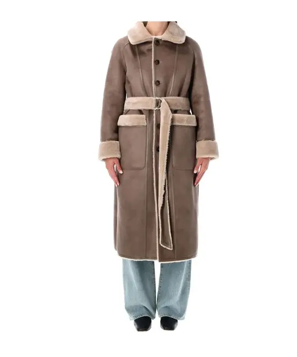 URBANCODE Reversible Faux Fur Belted Coat - Brown