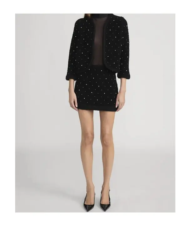 FRAME Pearl Embellished Mini Skirt