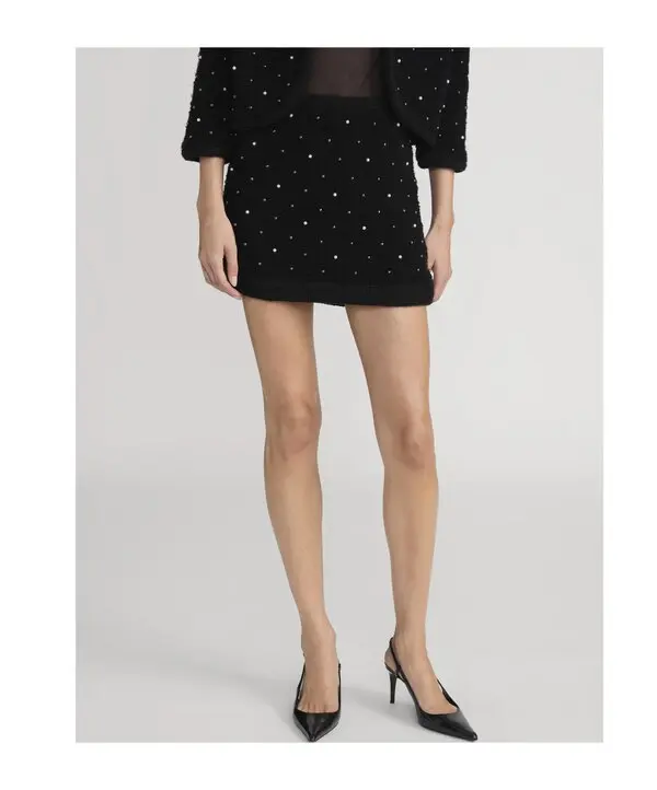 FRAME Pearl Embellished Mini Skirt