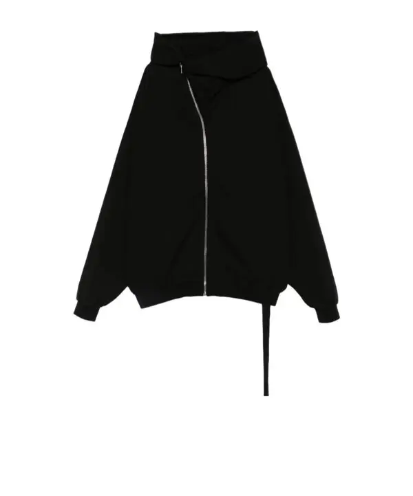 Rick Owens Long-sleeve Hoodie With Asymmetrical Placket - Black