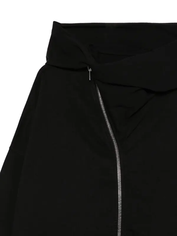 Rick Owens Long-sleeve Hoodie With Asymmetrical Placket - Black