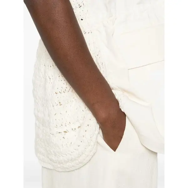Fabiana Filippi Sleeveless Crochet Vest With Flap Pockets - White
