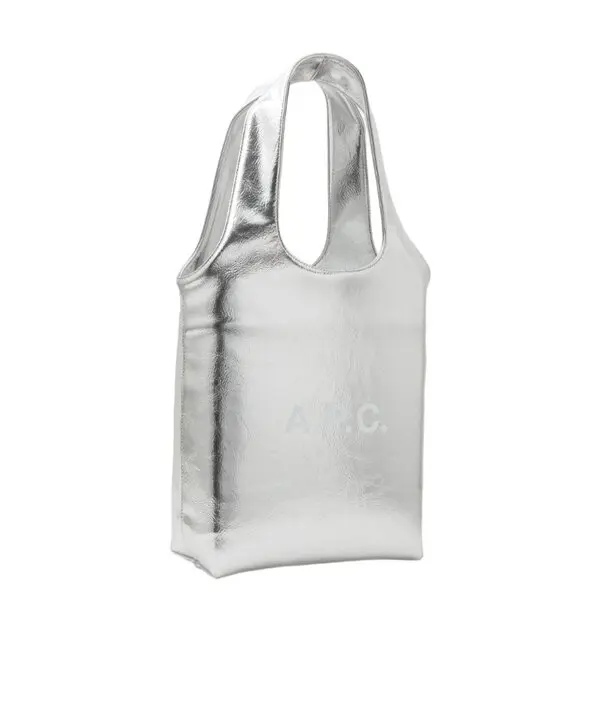 A.p.c. Logo Printed Metallic Effect Tote Bag - Silver