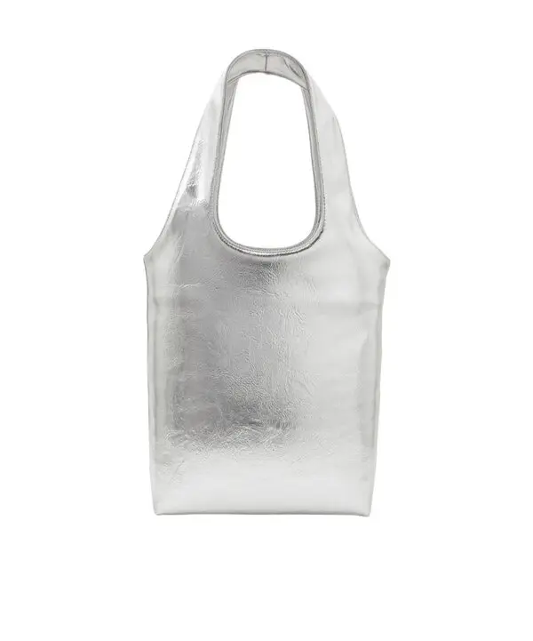 A.p.c. Logo Printed Metallic Effect Tote Bag - Silver