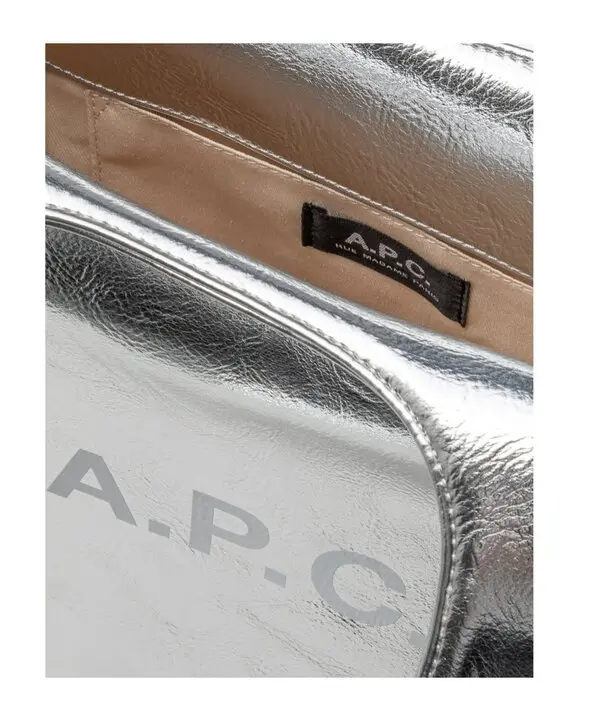 A.p.c. Logo Printed Metallic Effect Tote Bag - Silver