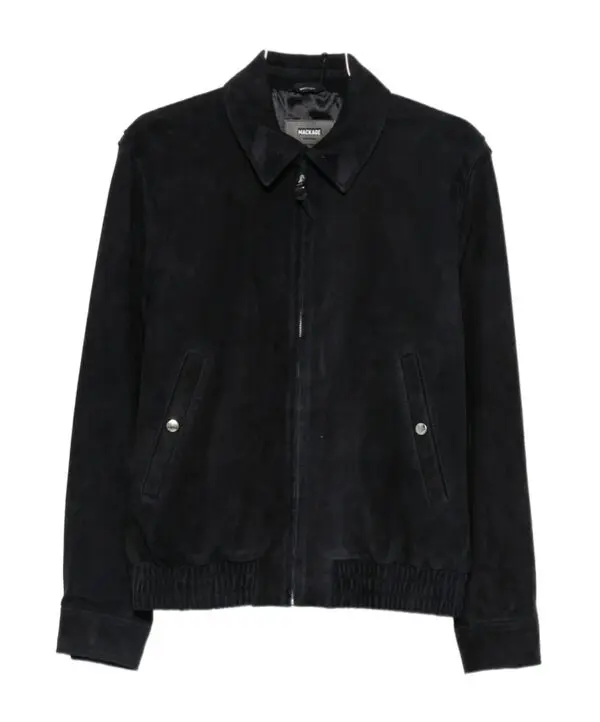 Mackage Suede Zip Bomber Jacket - Navy