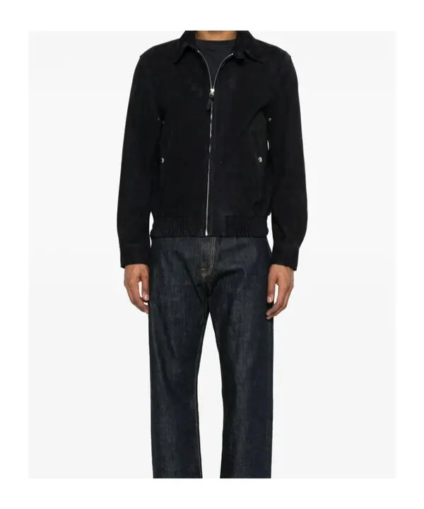 Mackage Suede Zip Bomber Jacket - Navy