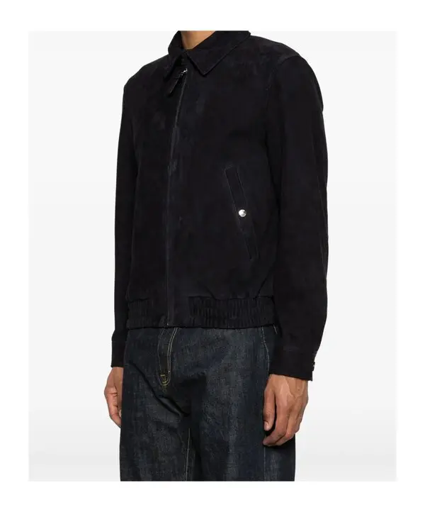 Mackage Suede Zip Bomber Jacket - Navy