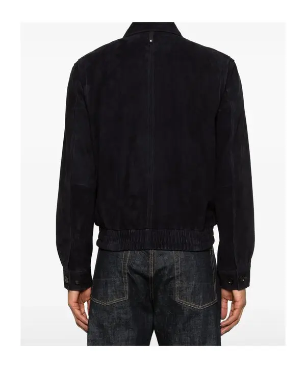 Mackage Suede Zip Bomber Jacket - Navy