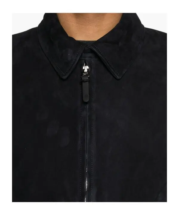 Mackage Suede Zip Bomber Jacket - Navy