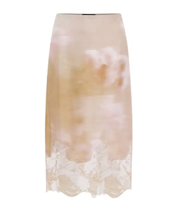 Fabiana Filippi Lace Trim Midi Skirt - Nude