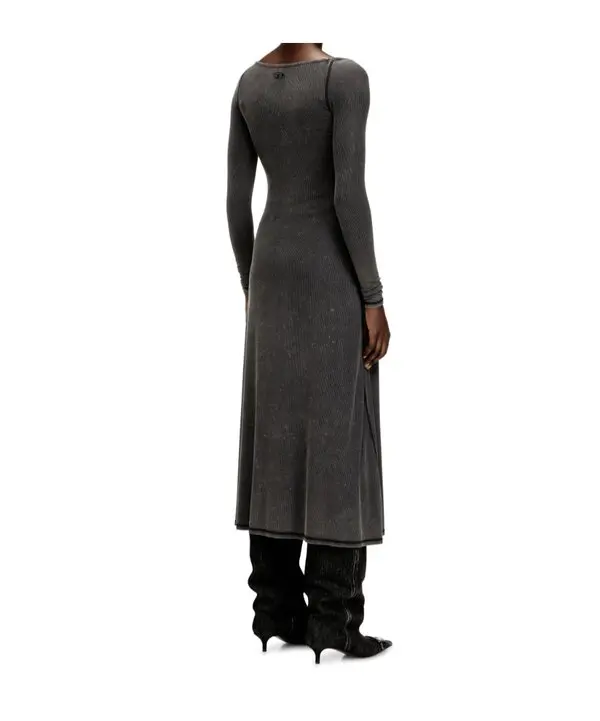 DIESEL® D-ley Ribbed Jersey Midi Dress - Black