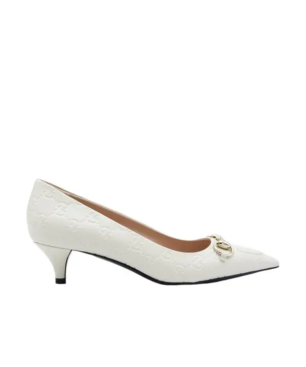 Gucci Horsebit Detailed Pointed-toe Pumps - Ivory
