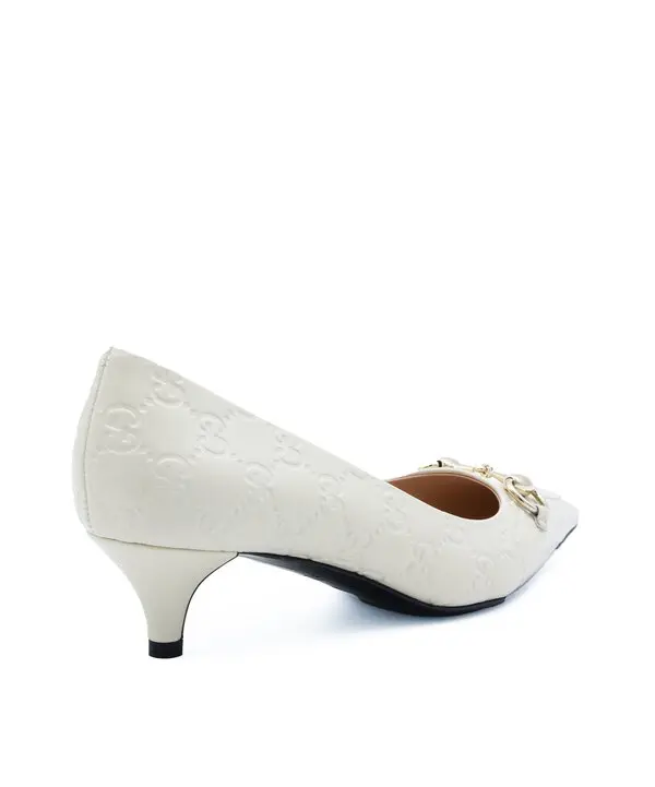 Gucci Horsebit Detailed Pointed-toe Pumps - Ivory