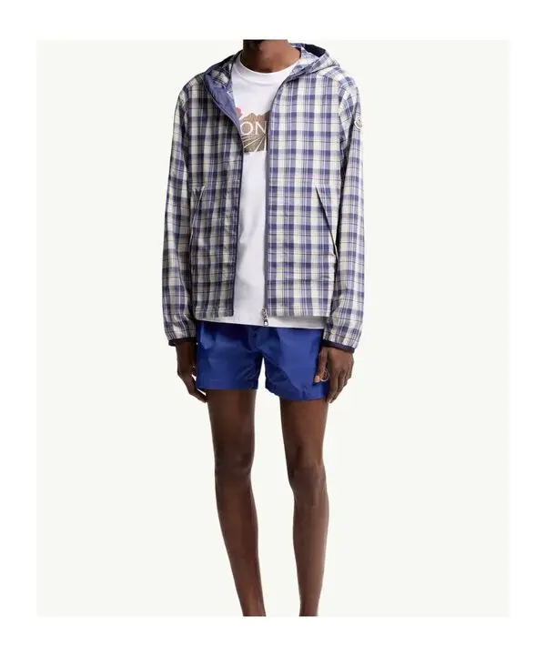 Moncler Checked Hooded Zip-up Jacket