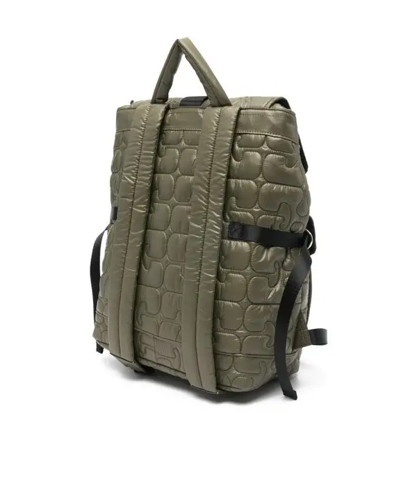 GANNI Quilted Backpack - Green