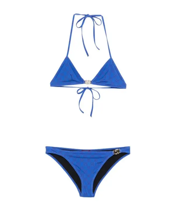 Gucci Printed Gg Stretch Jersey Bikini - Blue