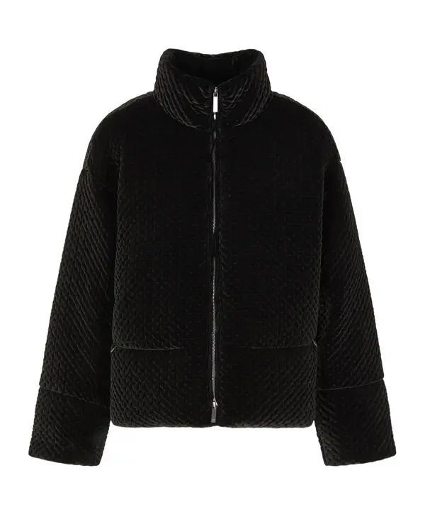 Emporio Armani Velvet Waffle-effect Zip-up Jacket