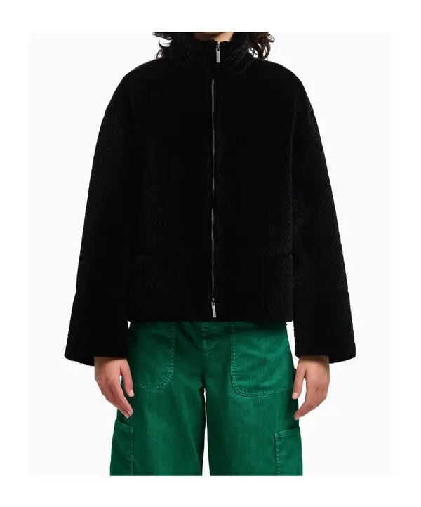 Emporio Armani Velvet Waffle-effect Zip-up Jacket