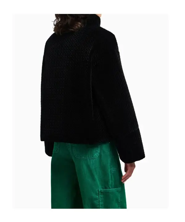 Emporio Armani Velvet Waffle-effect Zip-up Jacket