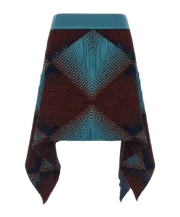 KIKO KOSTADINOV Ikat Argyle Asymmetric Knitted Skirt - Blue