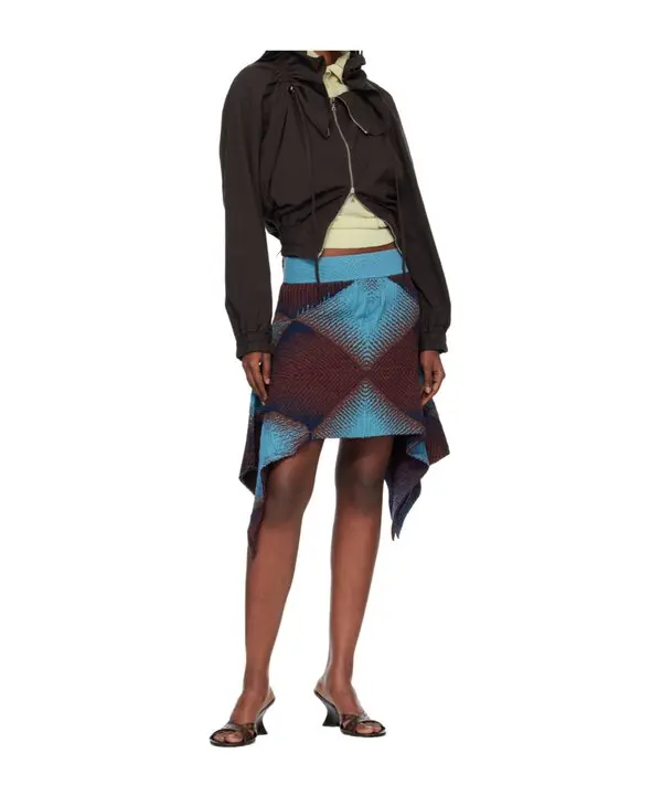 KIKO KOSTADINOV Ikat Argyle Asymmetric Knitted Skirt