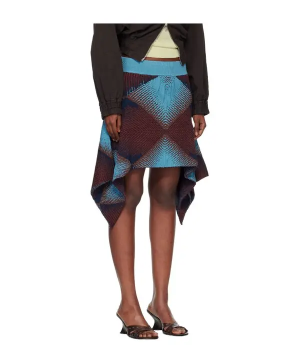 KIKO KOSTADINOV Ikat Argyle Asymmetric Knitted Skirt