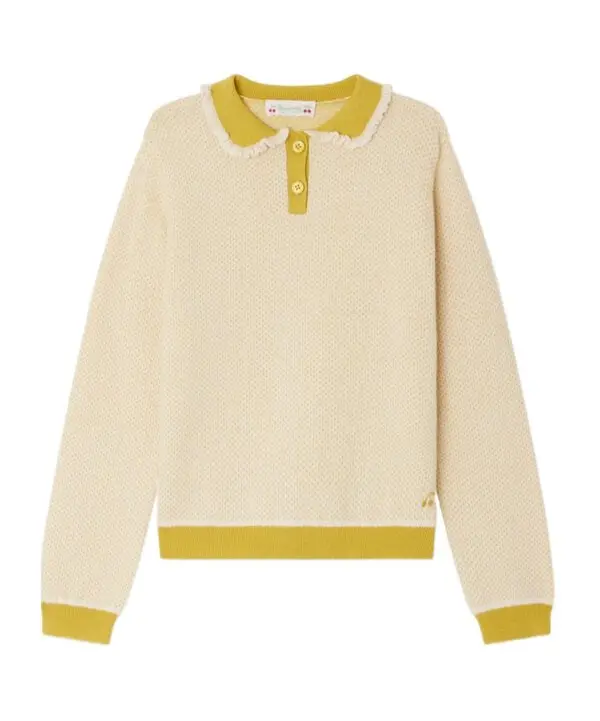 Bonpoint Embroidered Knitted Polo Shirt - Nude