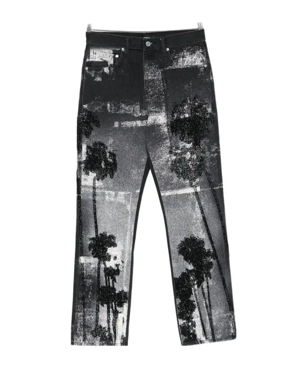 PURPLE BRAND Belt Loop Jeans With Printed Detail - Black
