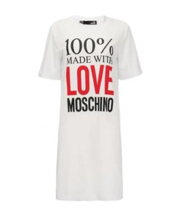 Moschino Printed Round Neck Short Sleeve Dress
