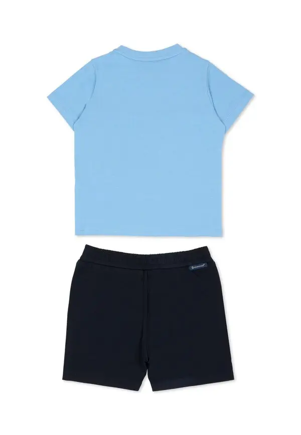 Moncler Logo Printed T-shirt And Shorts Set - Blue