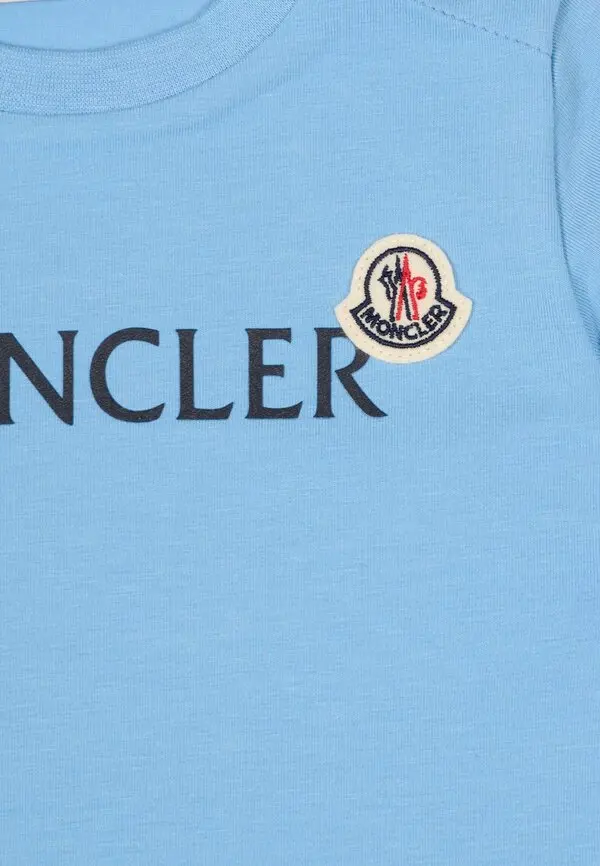 Moncler Logo Printed T-shirt And Shorts Set - Blue