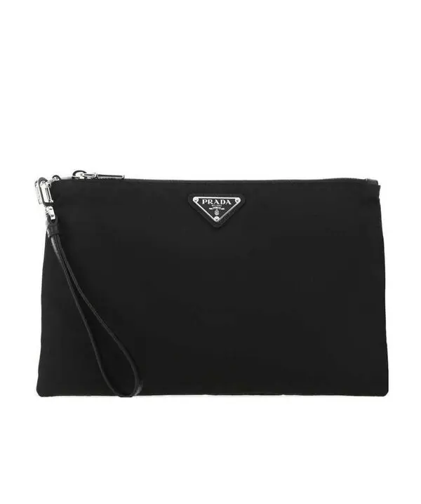 Prada Re-nylon And Saffiano Leather Pouch - Black