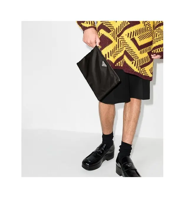Prada Re-nylon And Saffiano Leather Pouch - Black