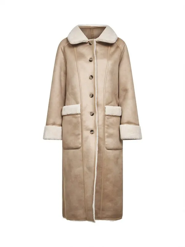 URBANCODE Reversible Faux Fur Coat - Nude