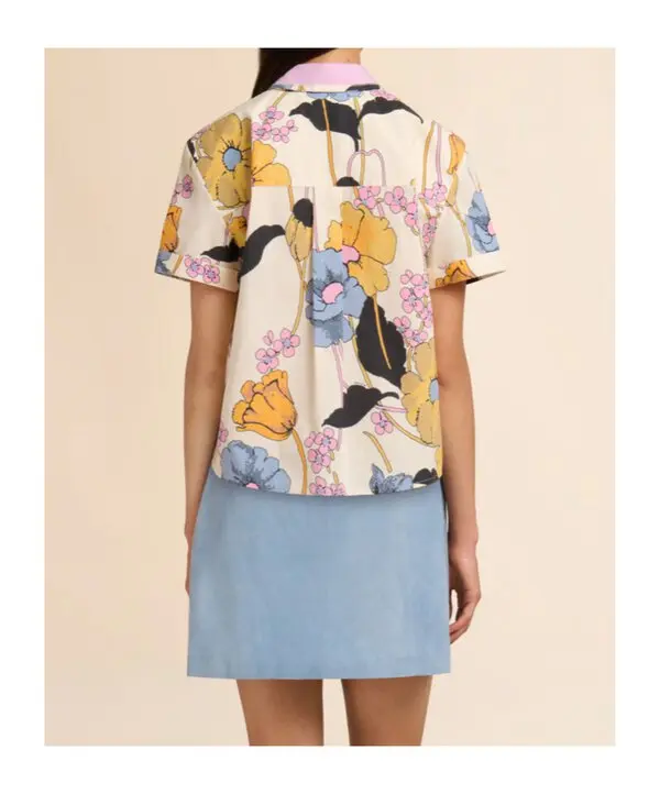 Marni Melodia Floral Print Cropped Cotton Poplin Shirt